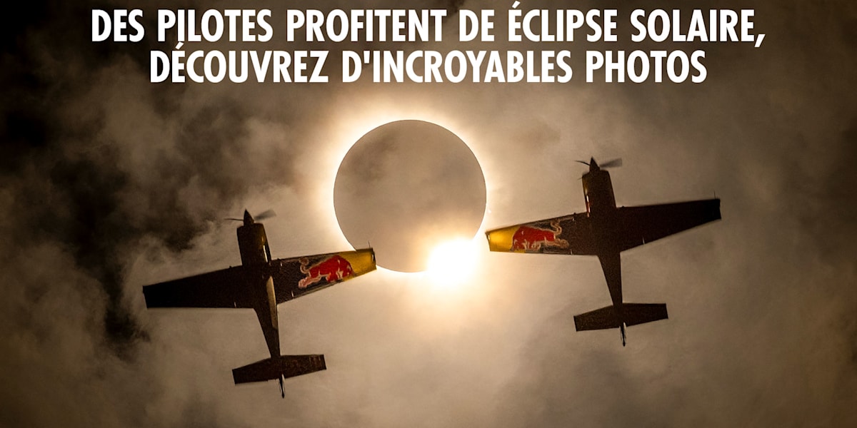 L'éclipse solaire en photos avec deux avions de voltige