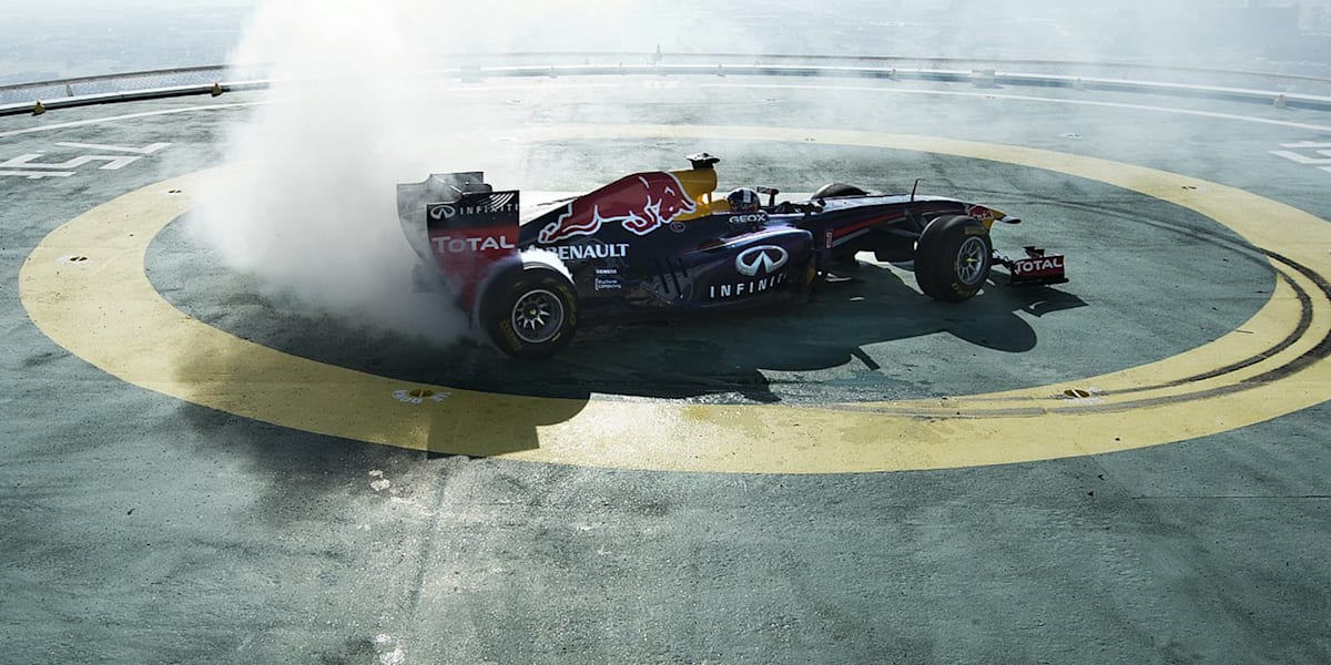 Red Bull Racing: Burj AL Arab F1 car donuts – Coulthard