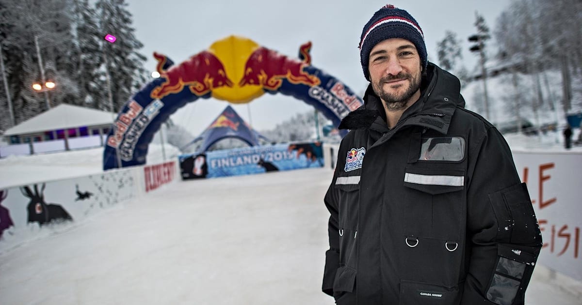 Claudio Caluori am Crashed Ice Track in Finnland
