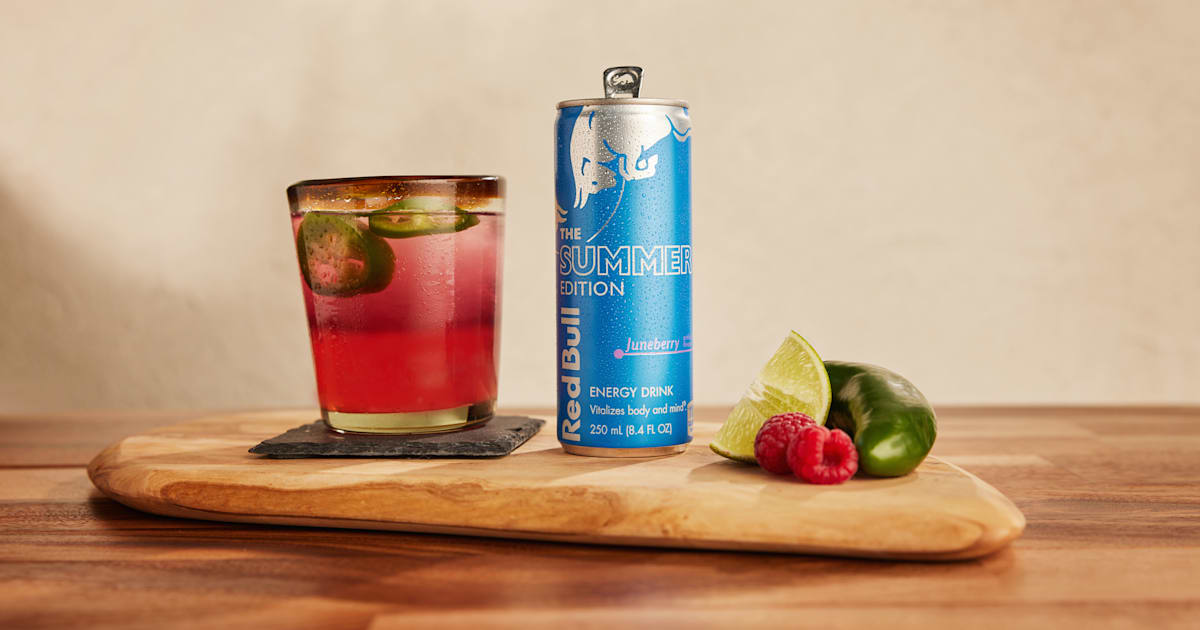 Raspberry Punch Mocktail with Red Bull Juneberry