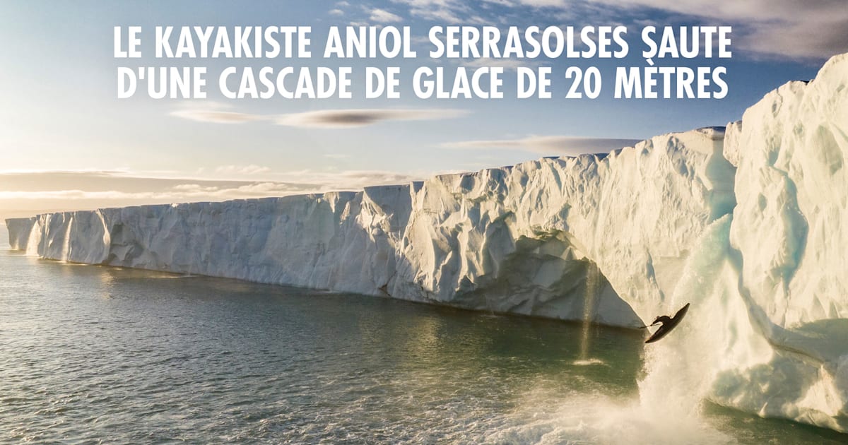 Record: saut en kayak sur une cascade de glace de 20m