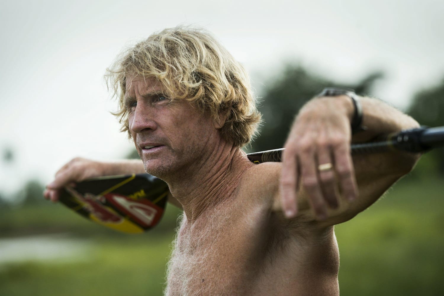 Robby Naish does stand up paddling on the Amazon