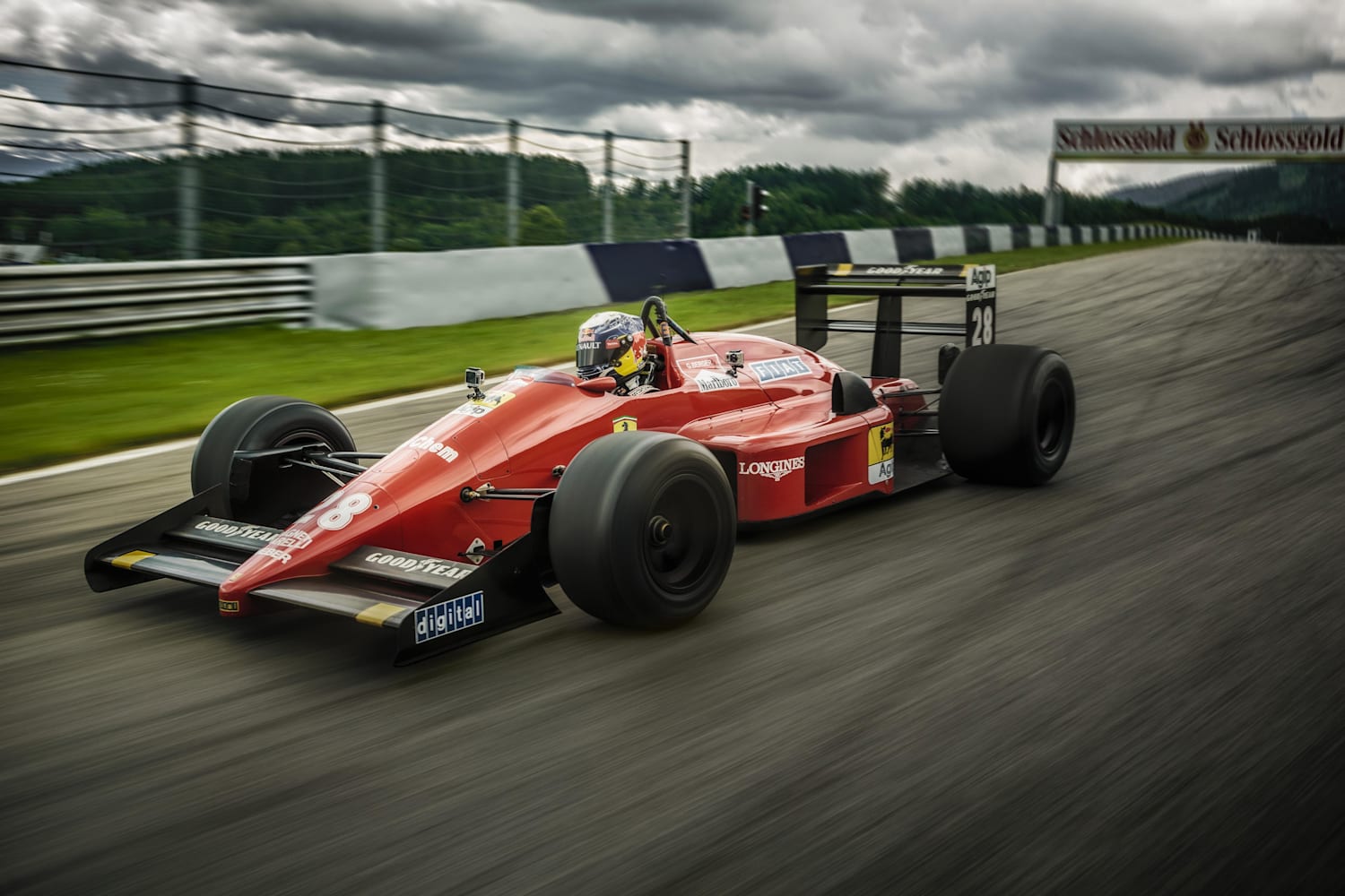Sebastian Vettel drives Gerhard Berger's 1988 Ferrari