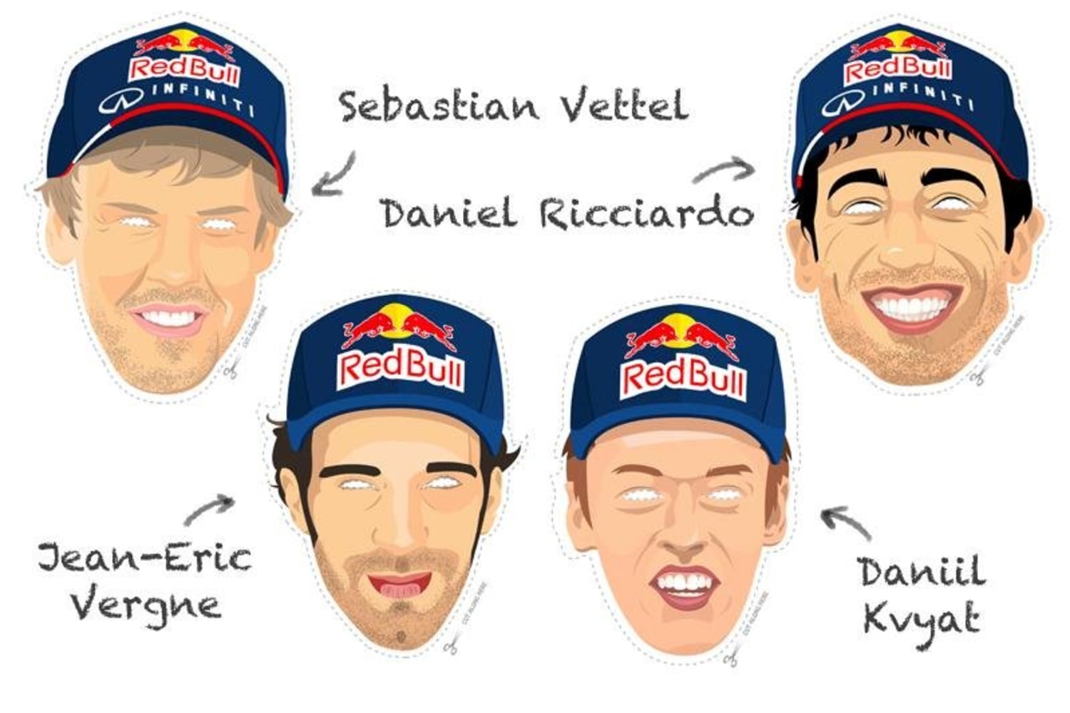 Wear F1 masks for Ricciardo, Vettel, Kvyat and Vergne