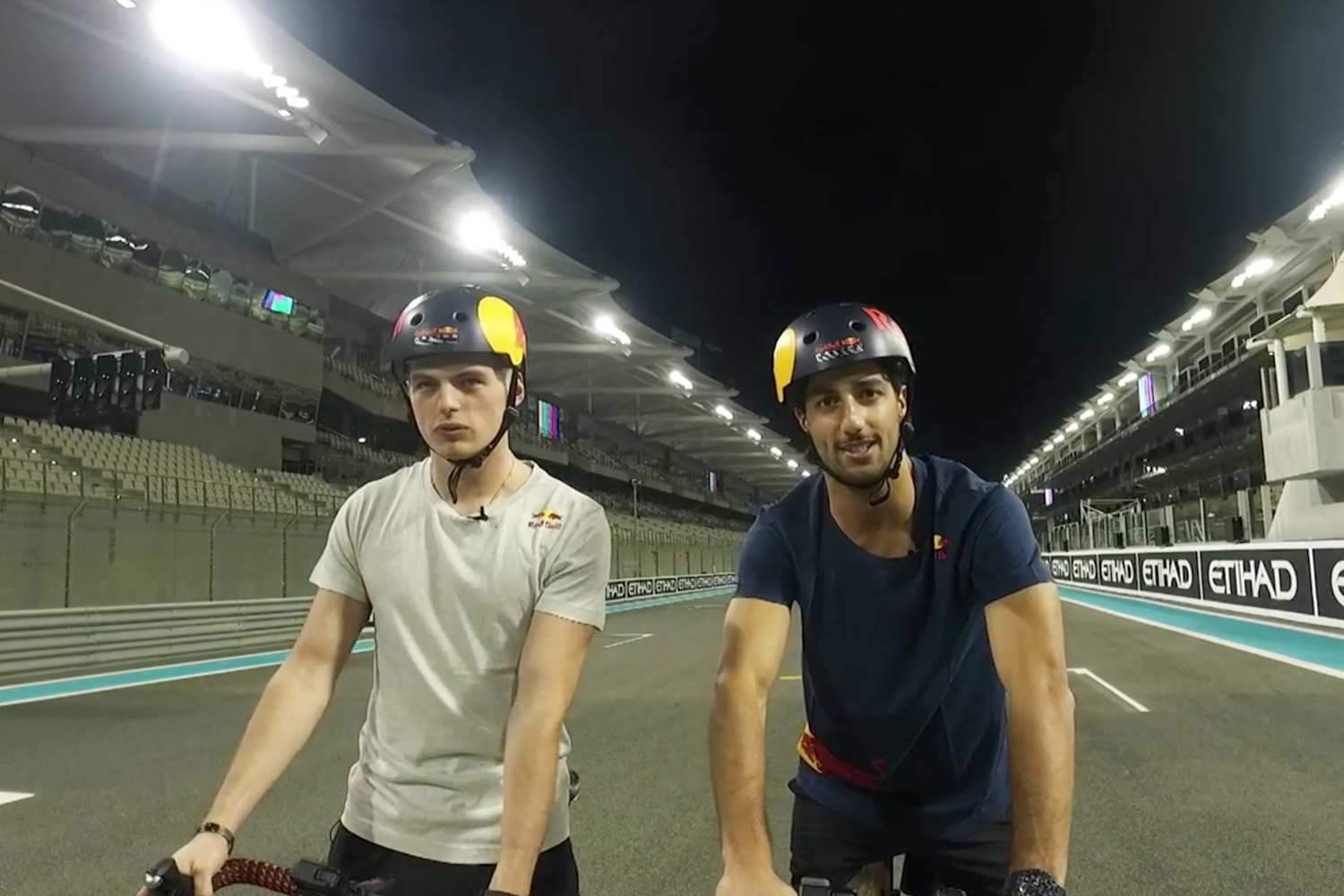 Max Verstappen and Daniel Ricciardo cycling Abu Dhabi